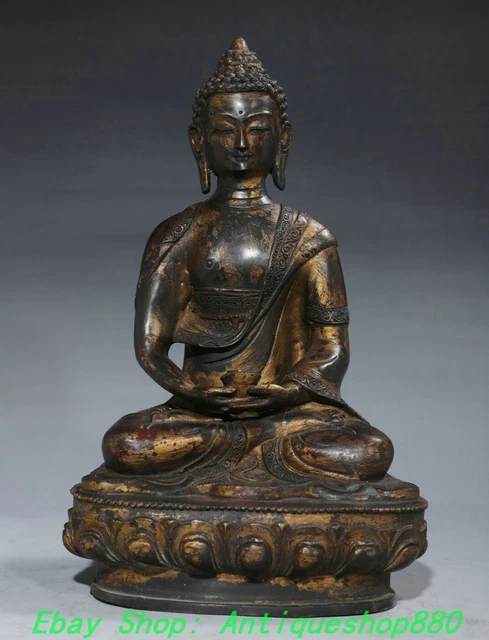 11.8''OLD TIBET TIBETAN Bronze Gilt Shakyamuni Sakyamuni Amitabha Buddha Statue $428.13 ...