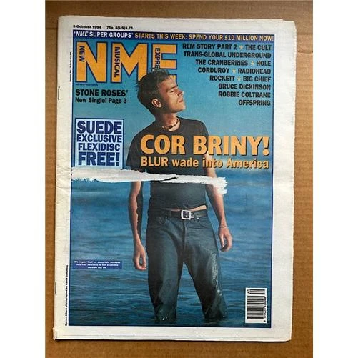 BLUR NME MAGAZINE OCTOBER 8 1994 - DAMON ALBARN COVER + FEATURE INSIDE ...