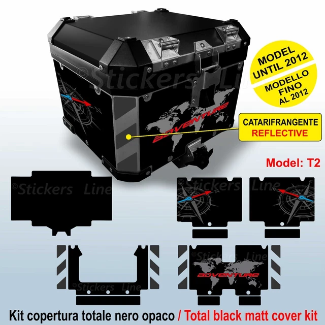 KIT AUTOCOLLANT COFFRE Top Case BMW R1200 GS Boussole Planisphère Jusqu ...