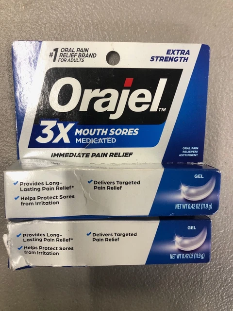 ORAJEL 3X MOUTH Sores Extra Strength Pain Relief 0.42oz (2-pack)(EXP.09 ...