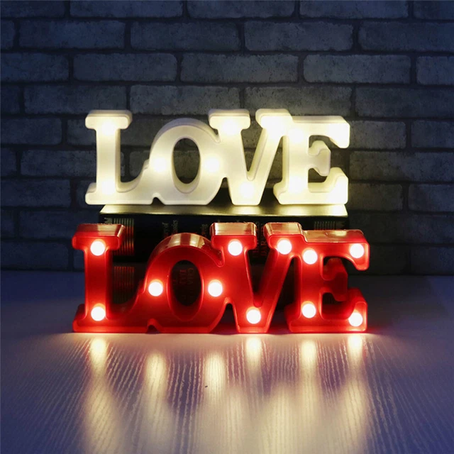 LED NEON SIGN LOVE Letter Shaped Modeling Lamp Decorative Night Light ...