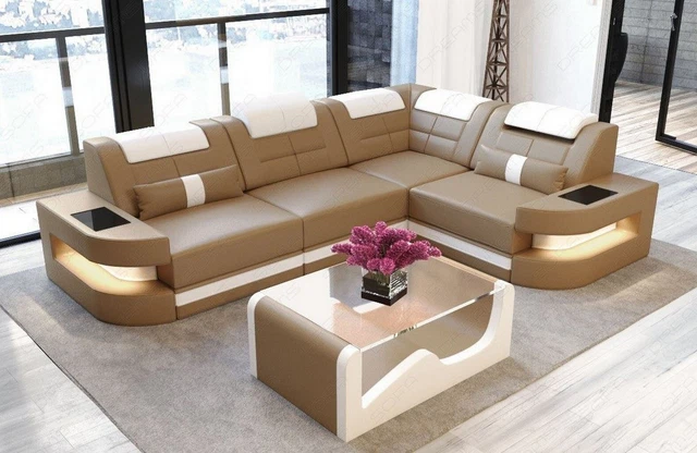 SOFA LEDERCOUCH ECKSOFA Leder Eckcouch Luxus Lederssofa Modern Como L ...