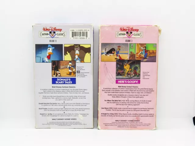 Lot 2 Walt Disney Cartoon Classics Vhs Tapes Donalds Scary Tales