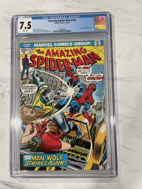THE AMAZING SPIDER-MAN 125 CGC 7,5 pages blanches Marvel (1973) Origin ...