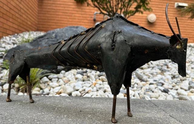 LARGE VINTAGE 1970S Brutalist Metal Bull Sculpture Mid Century MCM ...