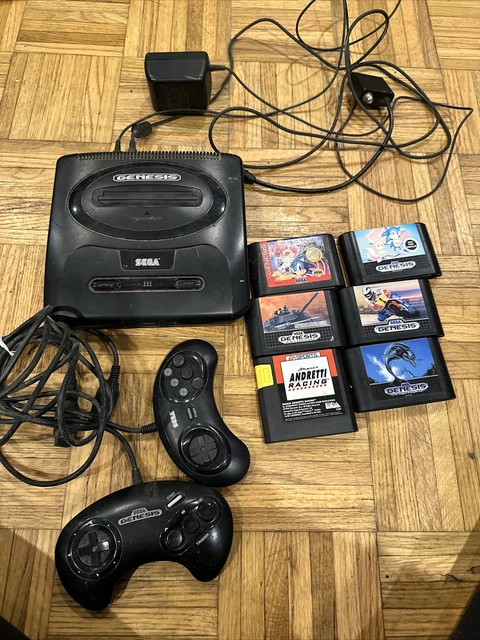 VINTAGE SEGA GENESIS 16 bit console Sonic 2 Mario Andretti Abrams Super ...