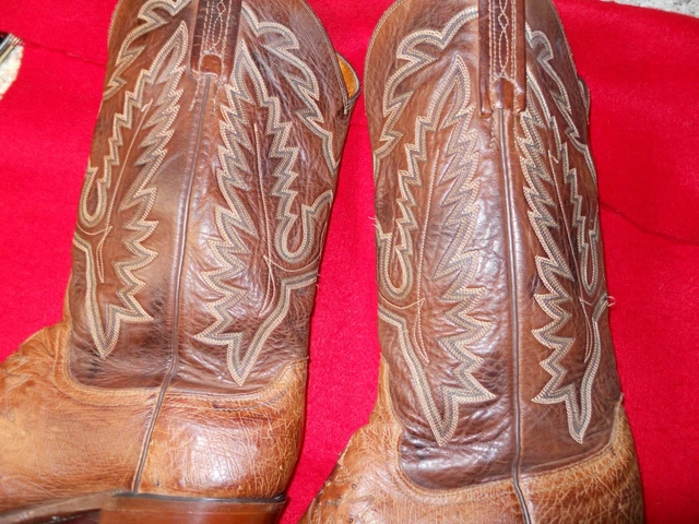 LUCCHESE 1883 GENUINE Full Quill Ostrich Western Cowboy Boots Mens Size ...