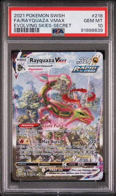 POKEMON EVOLVING SKIES 218/203 Alternate Alt Art Rayquaza VMAX PSA 10 ...