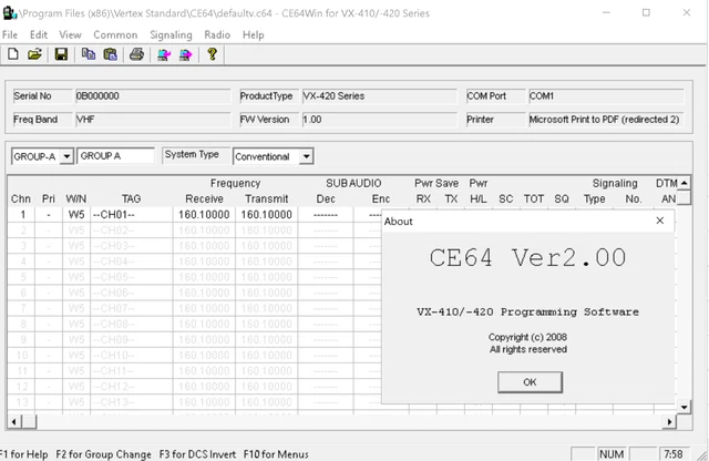 LOGICIEL DE PROGRAMMATION RADIO VERTEX CE64 v2.0 + v1.0 TÉLÉCHARGEMENT ...