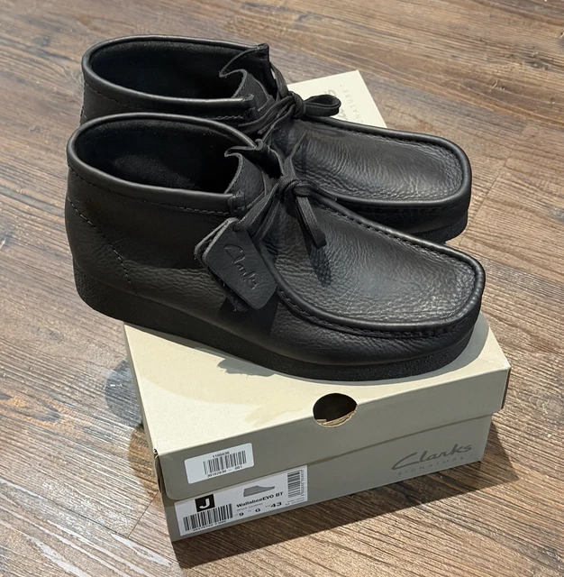 CLARKS WALLABEEEVO BT Black Leather Chukka Ankle Boots UK 9 EU 43 G £57 ...