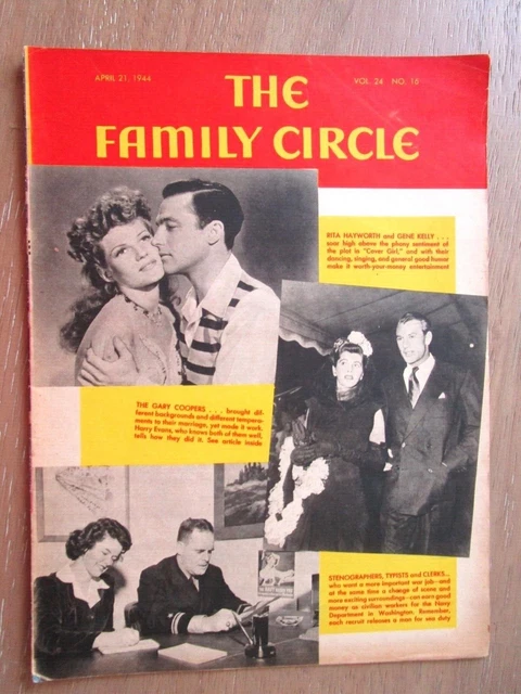 APRIL 21, 1944 FAMILY CIRCLE MAGAZINE Rita Hayworth/Gary Cooper Color ...