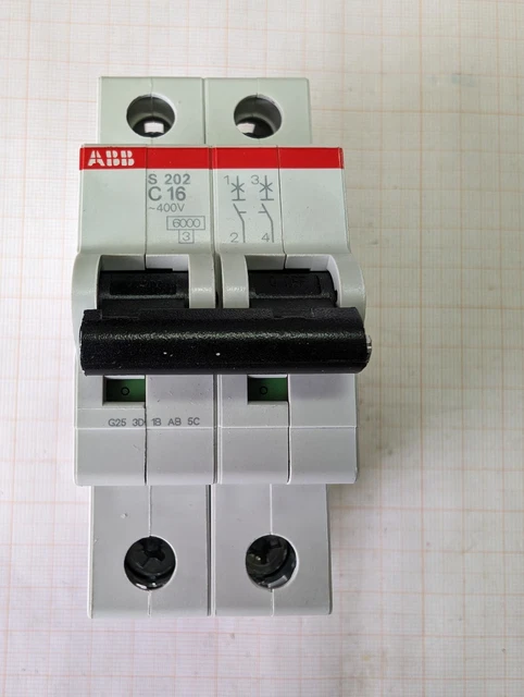 INTERRUTTORE ABB S202 C16, 2p interruttore magnetotermico 16 A, 6 kA EUR 25,00 - PicClick IT