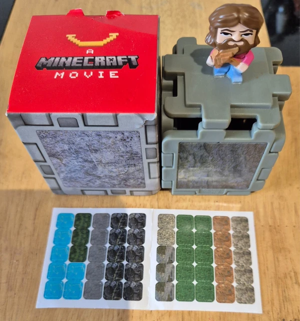 MINECRAFT MOVIE MCDONALDS Happy Meal Toy Grey Cube Garrett Stickers ...