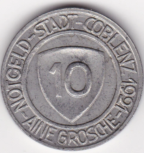 STÄDTENOTGELD COBLENZ, 10 Pfennig 1921, vorzüglich EUR 17,50 - PicClick DE