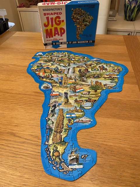 VINTAGE WADDINGTONS JIG MAP JIGMAP SOUTH AMERICA Complete Jigsaw Puzzle ...