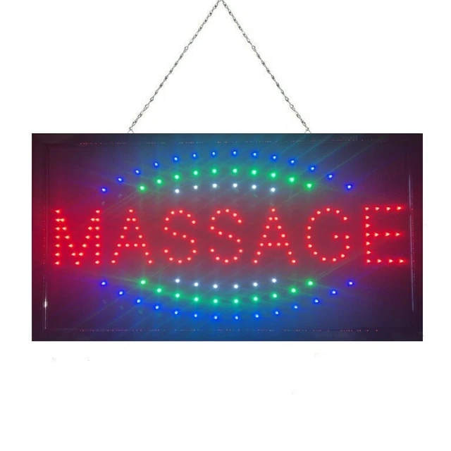 LARGE MASSAGE LED Sign 55x33cm Neon Sign Light For Business Shop Super ...