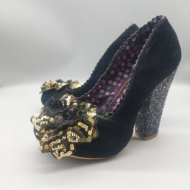 IRREGULAR CHOICE MUTINY Shoes High Glittery Heels Brown Sequinned Corsage Size 4 £40.00 ...
