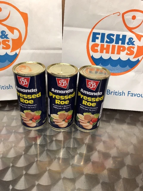 3 TINS AMANDA Pressed Tinned Roe - 3 x 600gm As Used In Fish And Chip ...