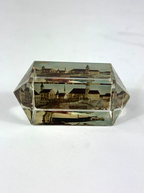 ANTIKER BRIEFBESCHWERER ANDENKEN an Altötting Prisma Glas Paperweight ...