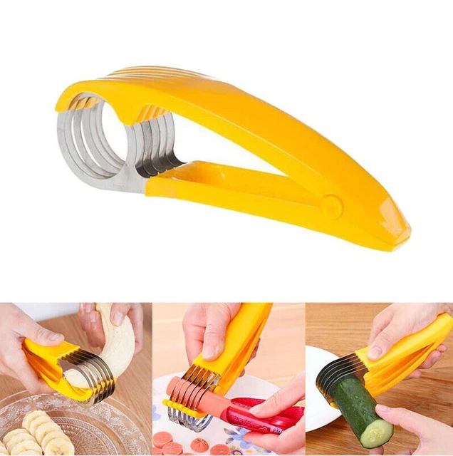 STAINLESS STEEL BANANA Cucumber Sausage Slicer Cutter Kitchen Handy ...