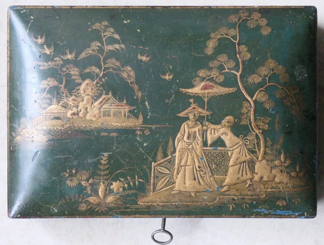 COFFRET OU BOITE à perruque, vernis Martin, chinoiserie, époque 18ème ...