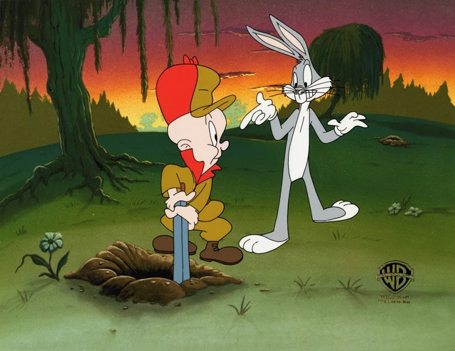 WARNER BROTHERS-BUGS BUNNY/ELMER Fudd Original Production Cel-Wabbit ...