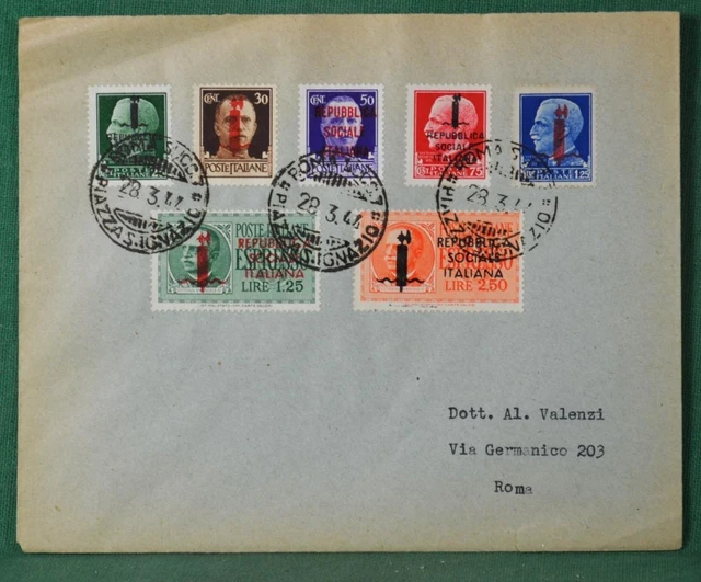 ITALY COVER 1944 Italian Social Republic Overprints To Rome (R53) £14. ...