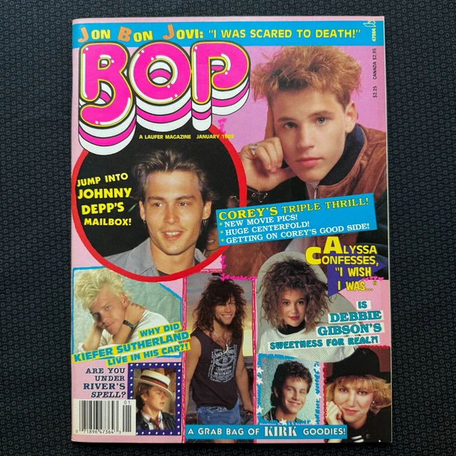 BOP MAGAZINE JANUARY 1989 Bon Jovi, Cameron, Depp, Milano, Def Leppard ...