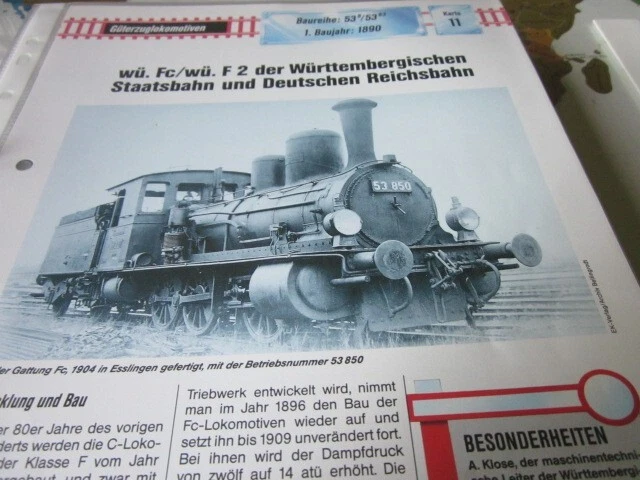 DEUTSCHE DAMPFLOK% RISSZEICHNUNG G11 wü Fc, F2 württembergische Staatsbahn BR53 EUR 4,63 ...