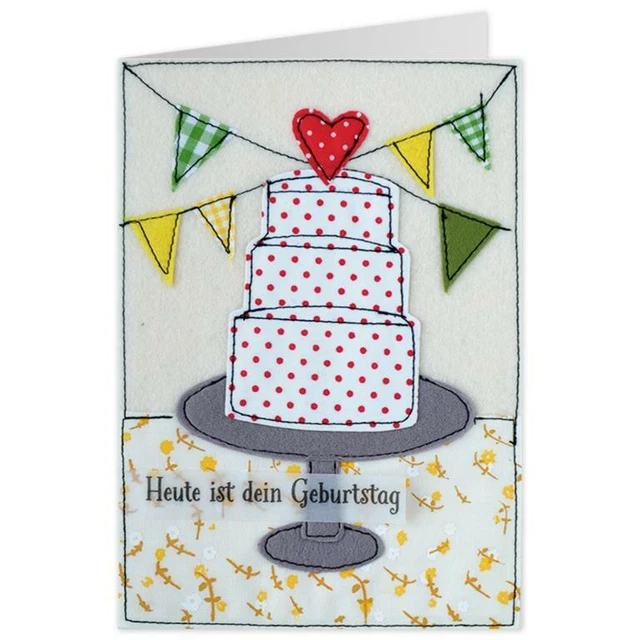 GEBURTSTAGSKARTE KARTE GRUSSKARTE Filz Glückwunsch Geldkarte Kerze ...