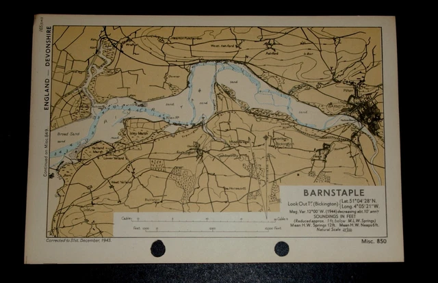 BARNSTAPLE, DEVON - WW2 rare vintage Naval Map 1943 £4.95 - PicClick UK
