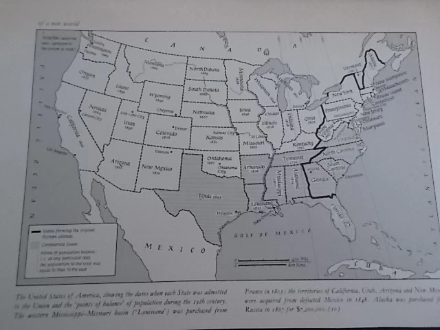 AMERICAN USA MAP shows date when States joined the Union B/W Print ...