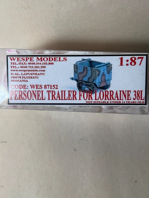 WESPE MODELS WES 87152 Personel Trailer Chenillette Lorraine 1/87 ...