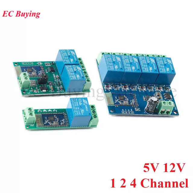 BLUETOOTH RELAY MODULE 5V 12V Remote Control Switch Board for IoT Smart ...