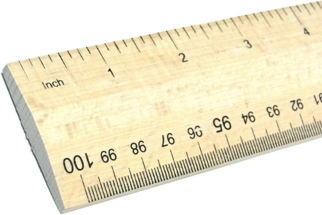 WOODEN RULE 1 Meter Yard Stick Ruler Imperial & Metric Measurements mm ...