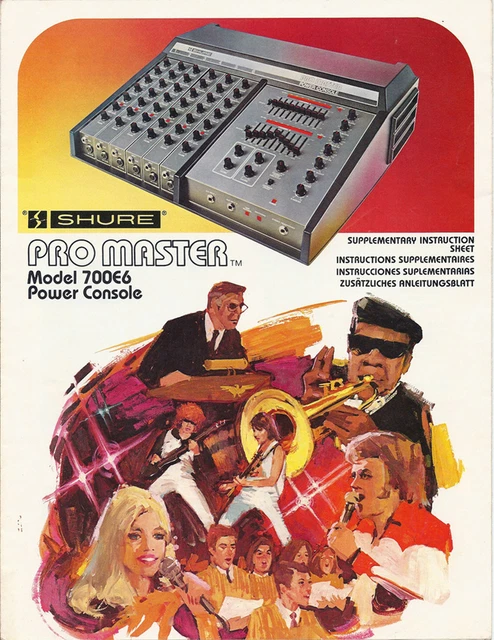 VINTAGE SHURE PRO Master Model 700E6 Instruction Sheet Brochure Genuine ...