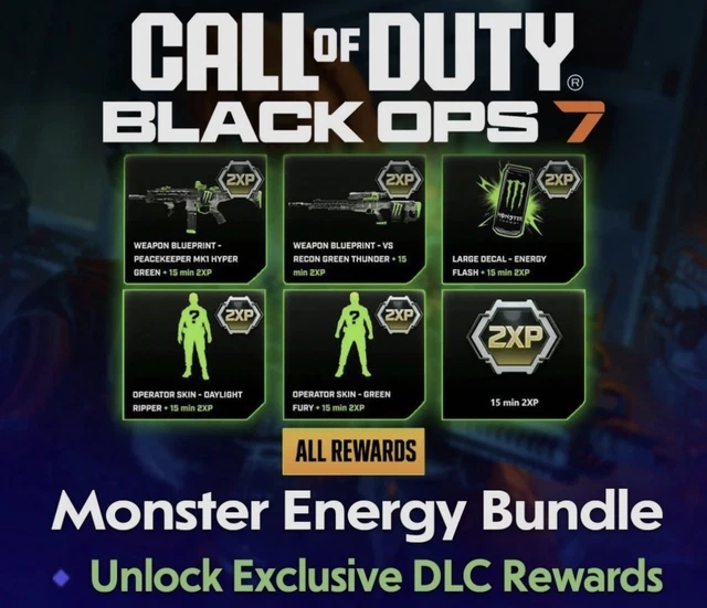 CALL OF DUTY Black Ops 7 BO7 Monster Energy Items Full Set 5 Items NO ...