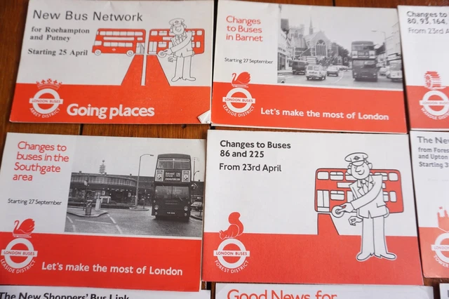 C1980S NEW BUS Routes London Transport Bus Timetables Leaflets x18 Ref ...