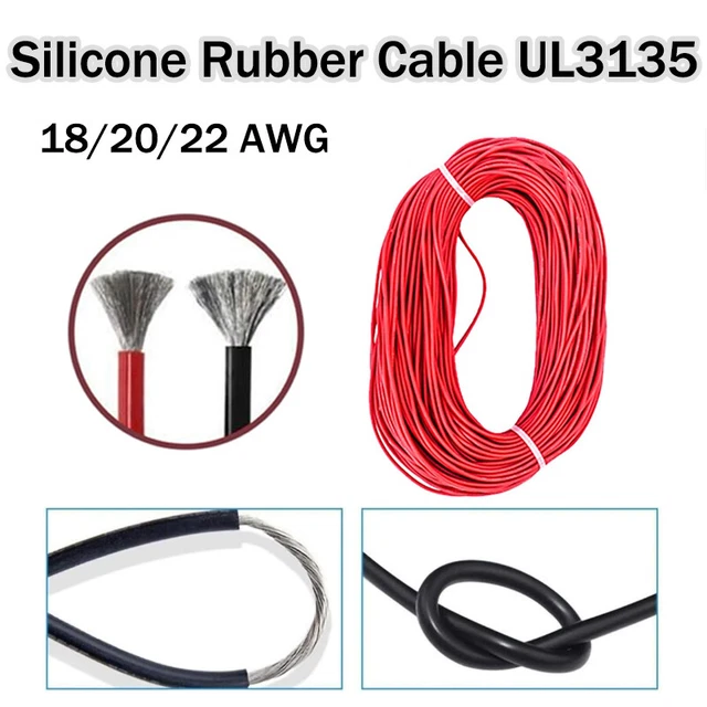 SILICONE RUBBER CABLE UL3135 Tinned Copper Wire 18/20/22 AWG Colourful High Temp $2.36 - PicClick AU