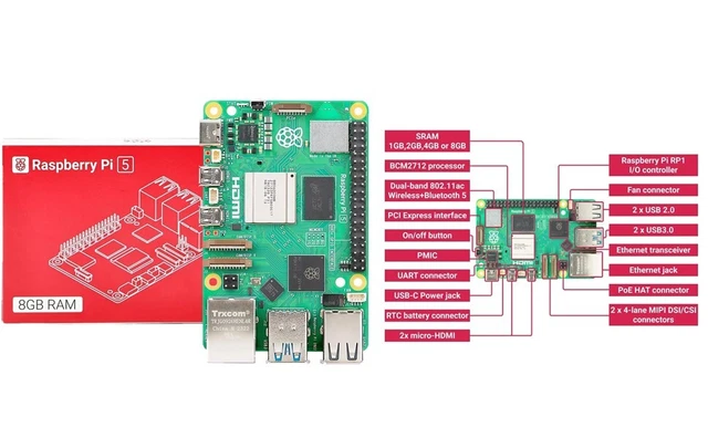 BRAND NEW - Raspberry Pi 5 8GB RAM Broadcom BCM2712 Cortex-A76 2.4GHz ...