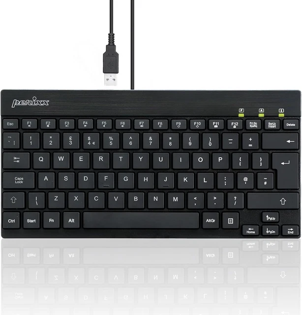 PERIXX PERIBOARD-326 WIRED USB Mini Backlit Keyboard, Quiet Typing LED ...
