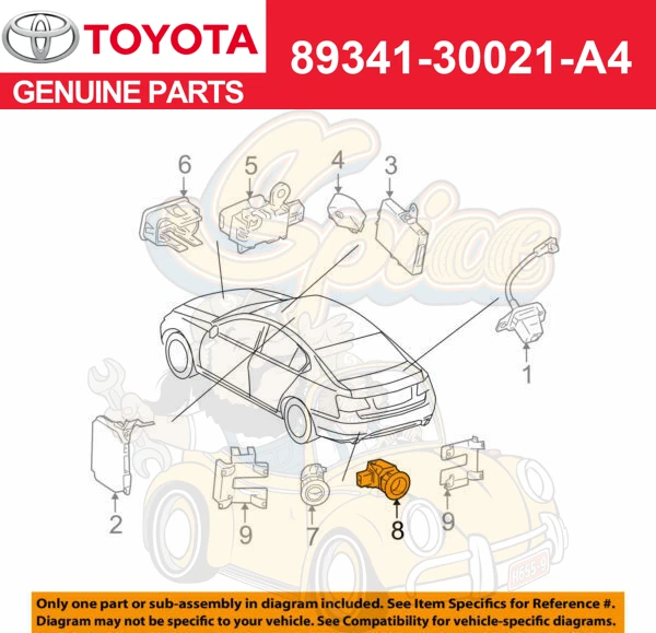 TOYOTA GENUINE 2006-2011 Lexus Sensor, Ultrasonic, NO.2 89341-30021-A4 ...
