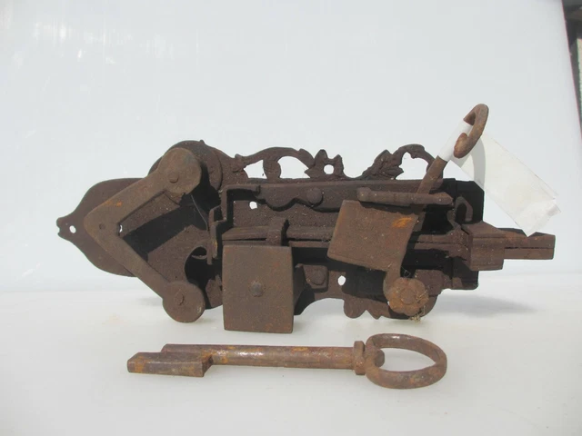 GEORGIAN WROUGHT IRON Door Lock Latch Victorian Antique Key Church Old ...
