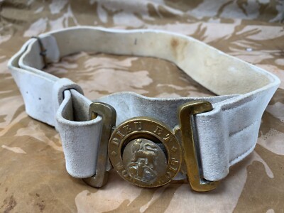 ORIGINAL WW1/WW2 KINGS Crown British Army Buff Leather Parade Belt £50. ...