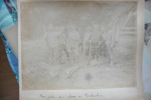 ANTIQUE PHOTO INDOCHINA Cochinchina A Hunting Party Group circa 1880 ...
