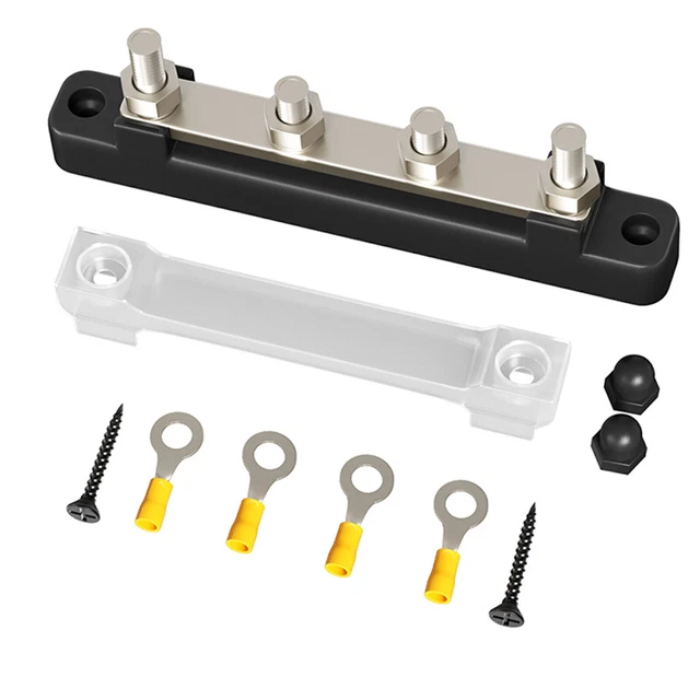 2-WAY SINGLE-ROW COPPER Bar Terminal 6M4 Wiring Screw 48V 150A Busbar ...