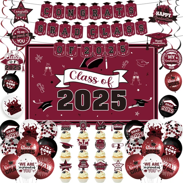 MAROON GRADUATION PARTY Decorations Graduation Decorations Class of ...