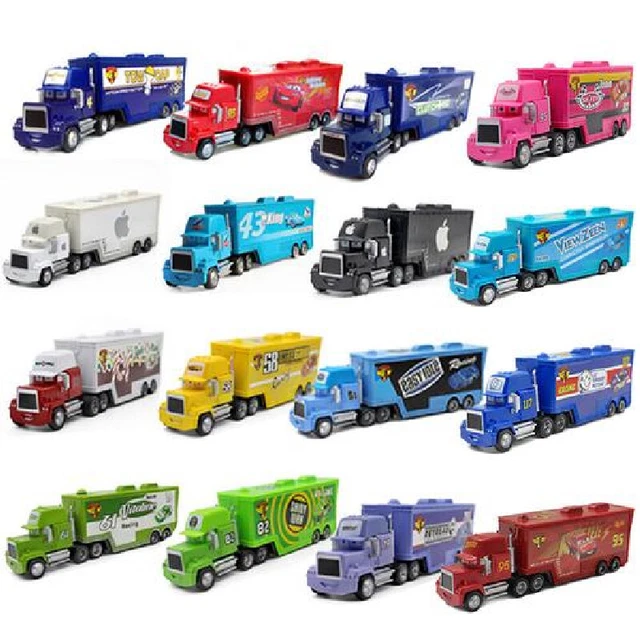 DISNEYS PIXAR CARS Lightning McQueen Mack Hauler Truck & Car Set Model ...
