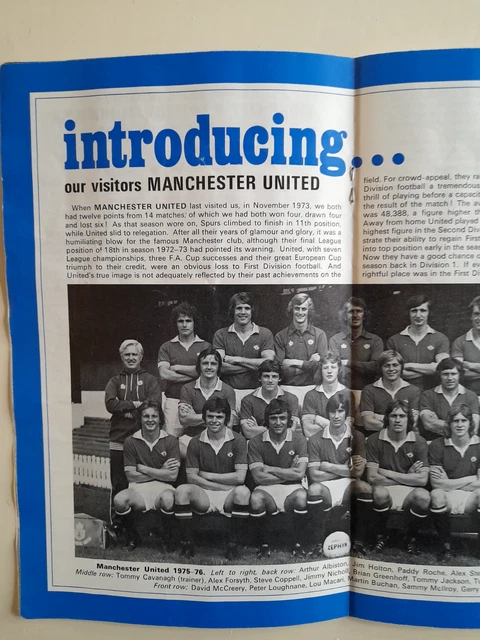 TOTTENHAM HOTSPUR VS Manchester United programme 17th Jan 1976 £2.99 ...