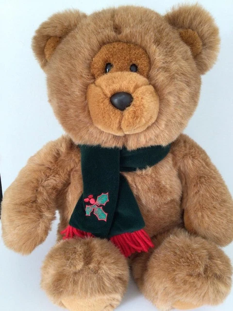 LARGE VINTAGE 1990’S Golden Brown Plush Bhs Xmas Scarf Teddy Bear - 20 ...